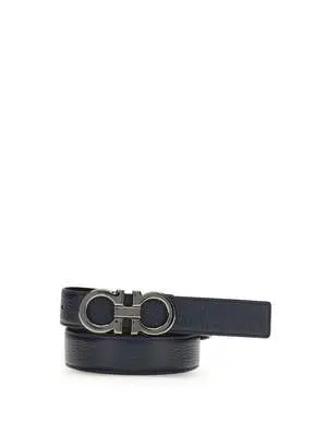 FERRAGAMO Reversible And Adjustable Gancini Belt - Blue