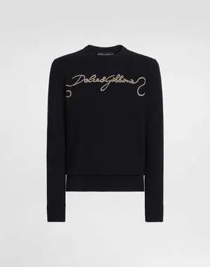 Dolce & Gabbana Smooth Knit Pullover With Embroidery - Blue