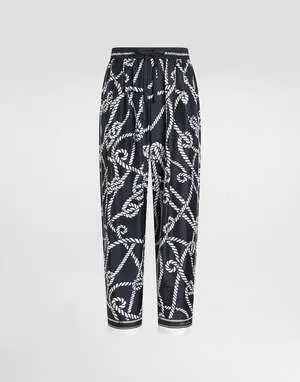 Dolce & Gabbana Marina-print Silk Twill Vanity Trousers - Multicolor