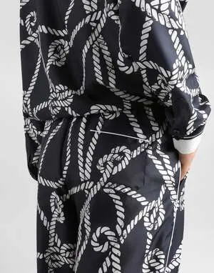 Dolce & Gabbana Marina-print Silk Twill Vanity Trousers