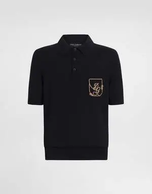 Dolce & Gabbana Virgin Wool Polo Shirt With Logo - Blue