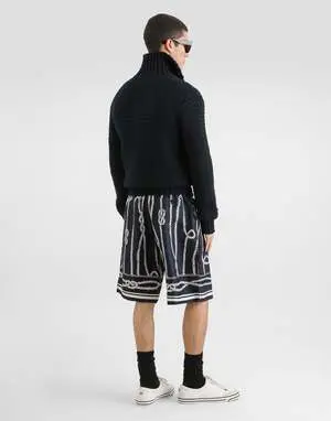 Dolce & Gabbana Marina-print Silk Twill Vanity Bermuda Shorts