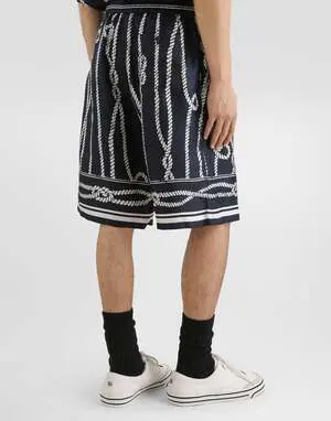 Dolce & Gabbana Marina-print Silk Twill Vanity Bermuda Shorts