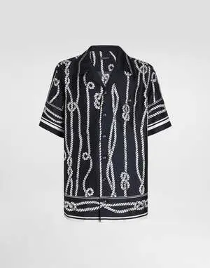 Dolce & Gabbana Marina-print Silk Twill Hawaii Shirt