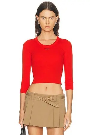 Miu Miu Ribbed Knit Cropped Top