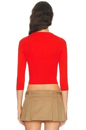 Miu Miu Ribbed Knit Cropped Top