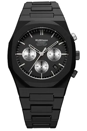 D1 MILANO Polychrono 40.5mm Chronograph Watch With Stainless Steel Bracelet - Black