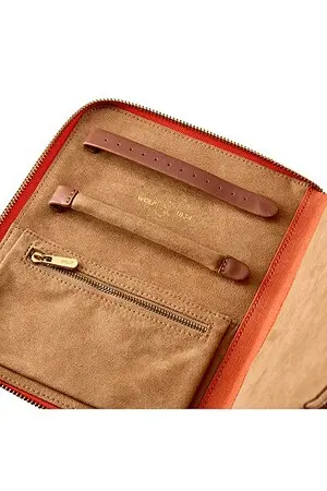 Wolf Ida Travel Jewelry Portfolio With Leather Trim And Brass Studs