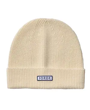JORDE Tommy Merino Wool Beanie - Ivory/ink