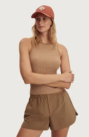 Varley Hanson Rib Knit Tank - Mid Tan