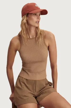 Varley Hanson Rib Knit Tank - Mid Tan