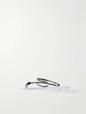 Alaïa Transparent Jelly Sandals With Patent Leather Thong Strap - Black