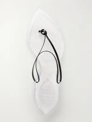 Alaïa Transparent Jelly Sandals With Patent Leather Thong Strap - Black