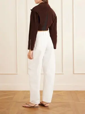 Alaïa Cropped Suede Biker Jacket