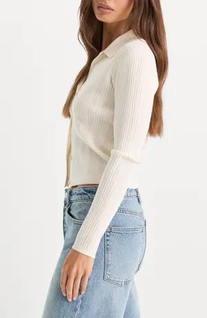 Good American The Ladder Rib Cardigan - Chalk