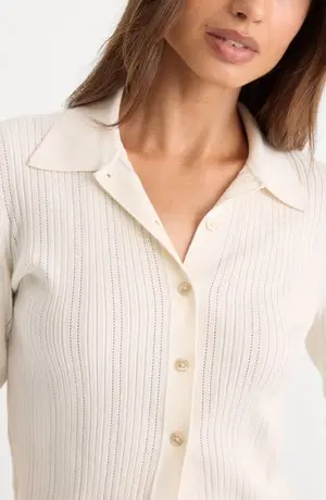 Good American The Ladder Rib Cardigan - Chalk