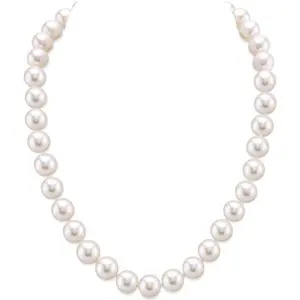 The Pearl Source 9.5-10.5mm White Freshwater Pearl Necklace, Aaaa Quality - White Gold Clasp