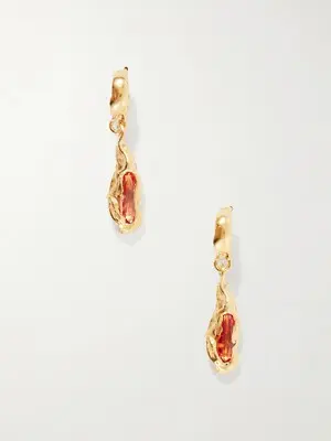 SIMUERO Gold Plated Citrine Drop Earrings - Red