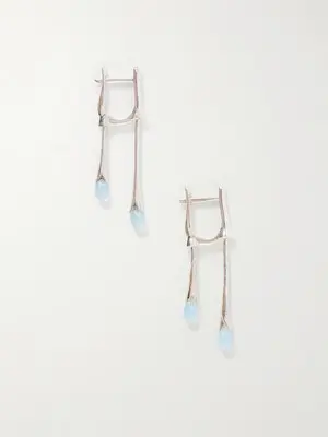 LOREN STEWART Sterling And Chalcedony Hoop Earrings - Silver
