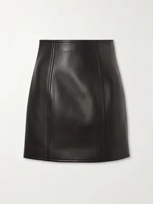 Balmain Paneled Leather Mini Skirt