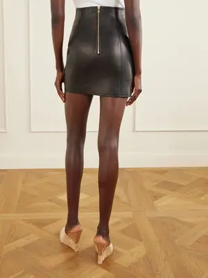 Balmain Paneled Leather Mini Skirt