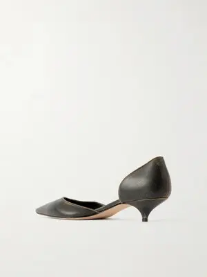 THE ROW Liisa Waxed Suede Kitten Pumps - Brown