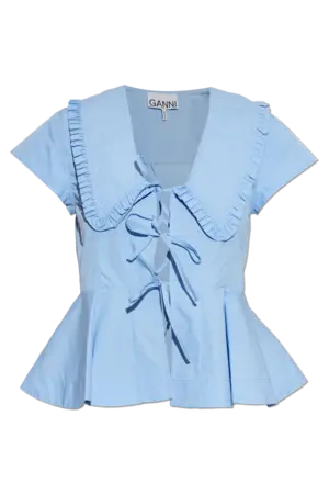 GANNI Peplum Top - Blue