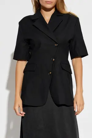 GANNI Short Sleeve Blazer With Notched Lapel