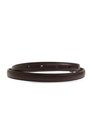 GANNI Eco Leather Skinny Belt With Gold Buckle