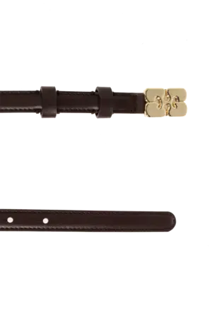 GANNI Eco Leather Skinny Belt With Gold Buckle