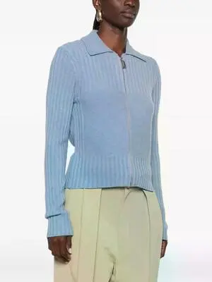 Victoria Beckham Ribbed-knit Zip-up Cardigan