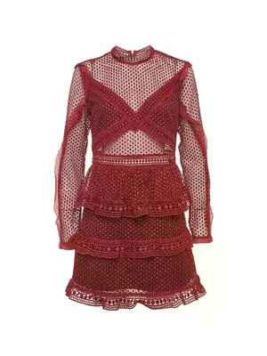 SELF-PORTRAIT Guipure Lace Tie Mini Dress