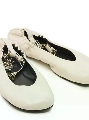 JW Anderson Cream Leather Chain-link Ballet Flats