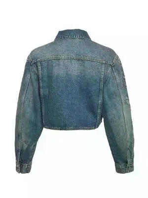 Maje Embellished Cropped Denim Jacket