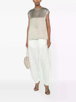 Brunello Cucinelli Monili Satin Top - Green