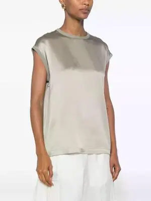 Brunello Cucinelli Monili Satin Top - Green
