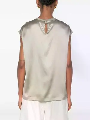 Brunello Cucinelli Monili Satin Top - Green