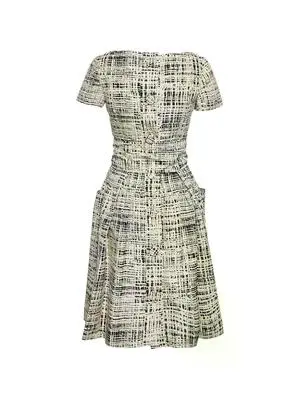 Prada Belted Monochrome Print Dress