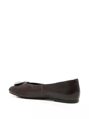 ADRIANNA FERETTI Adrianna Ferretti Logo-embellished Leather Ballet Flats