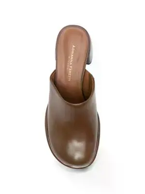 ADRIANNA FERETTI Block Heel Leather Mules