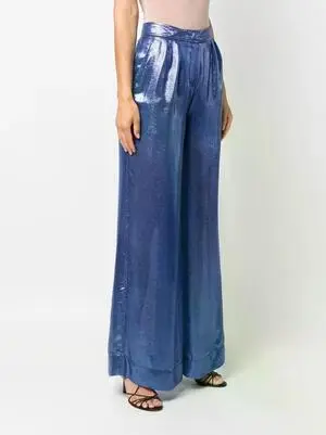 Alberta Ferretti Metallic-finish Wide-leg Trousers