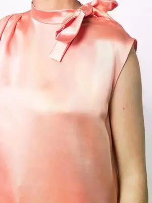 Alberta Ferretti Rose Silk Satin Bow Detail Sleeveless Blouse - Pink