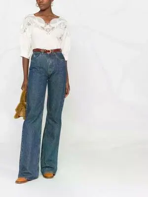 Alberta Ferretti Lace-panel Gathered Blouse