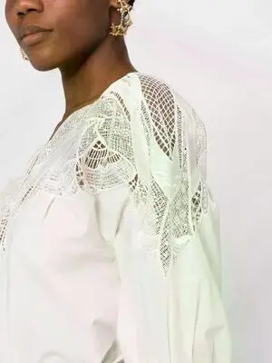 Alberta Ferretti Lace-panel Gathered Blouse