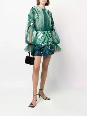 Alberta Ferretti Sequinned Pleat Mini Skirt