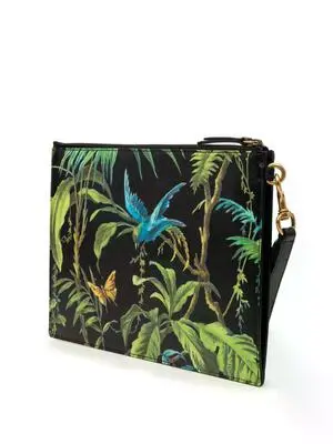 Gucci Calfskin Tropical Print Clutch Bag