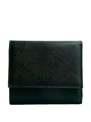Prada 2000-2013 Saffiano Trifold Wallet Small Wallets - Black