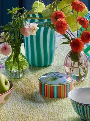 LISA CORTI Circus Striped Vase - Green