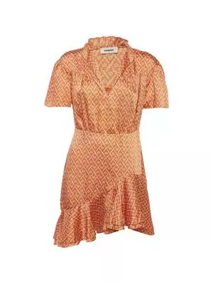Sandro Suzen Heart-print Ruffled Dress - Orange