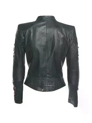 Roberto Cavalli Embellished Leather Biker Jacket